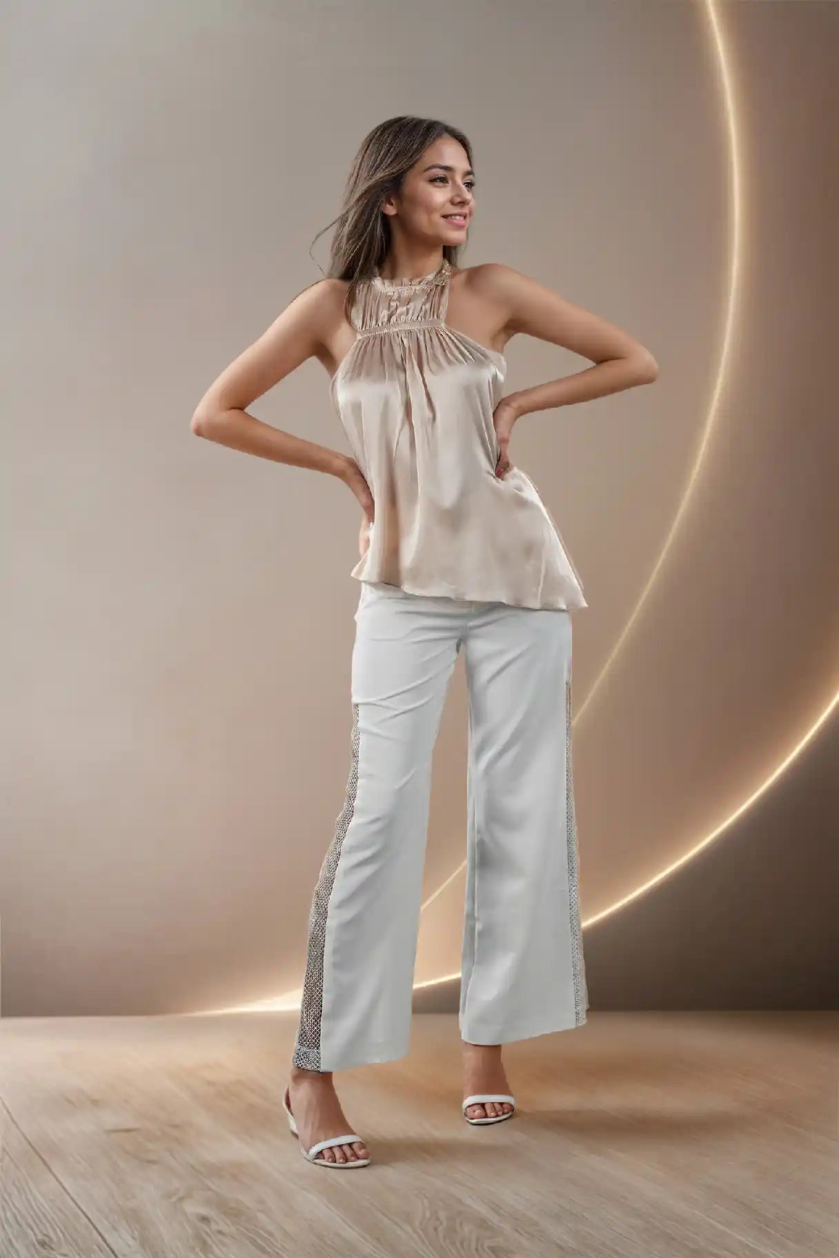 Champagne Sheen Top | Indo Western Party Wear Dress – Fawn24